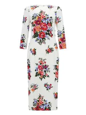 Dolce & Gabbana Floral Print Sheath Dress - White