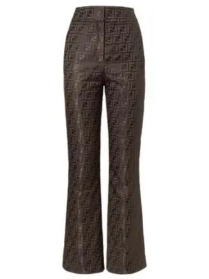 Fendi High-waisted Ff Jacquard Nylon Trousers - Marrone