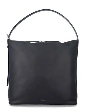 A.p.c. Large Smooth Leather Shoulder Bag, 36 X 35 X 12 Cm - Nero