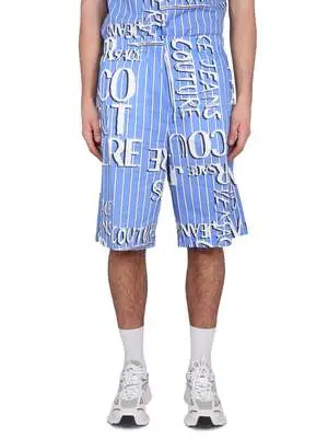 Versace Logo Print Bermuda Shorts - Azure