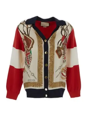 Gucci Printed Wool Cardigan With Shawl Collar