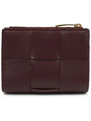 Bottega Veneta Mini Bi-fold Wallet With Zipper - Brown