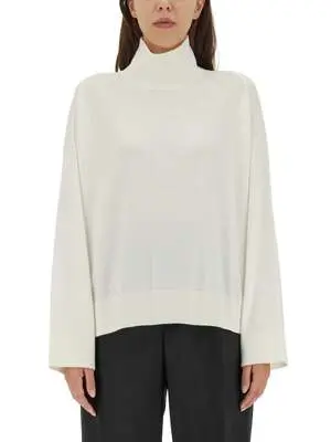 Bottega Veneta Oversized Wool High Neck Sweater With Embroidered Detail