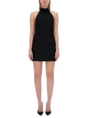 Dolce & Gabbana Short Woolen Dress With Rear Neckline Embellishment - Black
