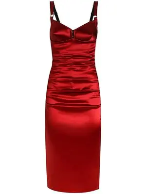 Dolce & Gabbana Draped Satin Calf-length Dress With Conical Cups