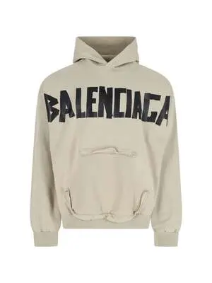 Balenciaga Tape Type Ripped Pocket Hoodie - Beige