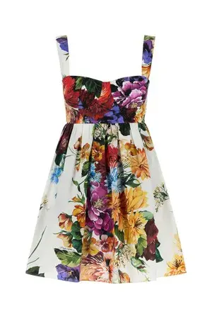 DOLCE & GABBANA Dolce & Gabbana Floral Bouquet Print Poplin Dress