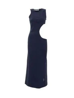 Off-White Cut-out Virgin Wool Blend Dress - Blu