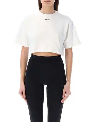Off-White Off-stamp" Cropped T-shirt - White