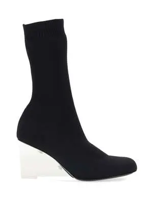 Alexander McQueen Compact Stretch Knit Ankle Boots With Plexiglass Heel