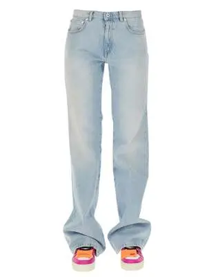 Off-White Bleach Baby Baggy Flared Jeans - Blue