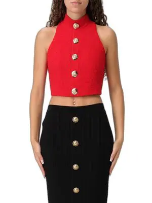 Balmain High-neck Button-detail Top