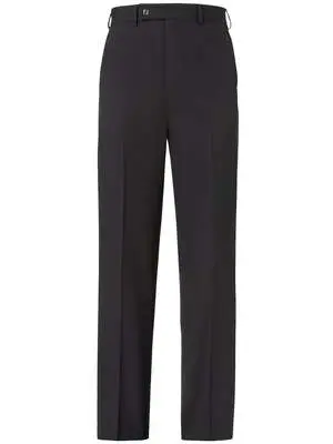 Fendi Virgin Wool Cigarette Cut Trousers With Ironed Crease - Black