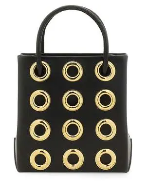 Moschino Leather Bag With Metal Eyelets - Black