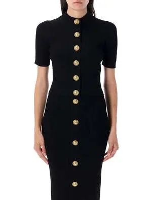 Balmain Knitted Cardigan With Gold-tone Buttons - Black