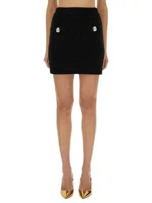 Balmain Button Embellished High-waisted Mini Skirt - Black