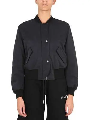 Off-White Painted Logo Bomber Jacket - Black