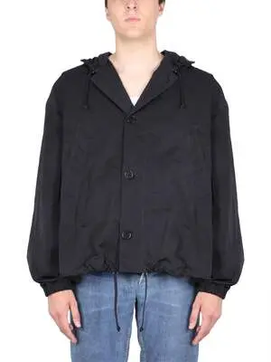 Bottega Veneta Packable Hooded Blouson In Nylon - Black