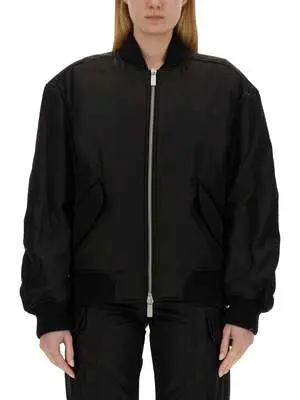Off-White Nylon Blend Bomber Jacket - Black