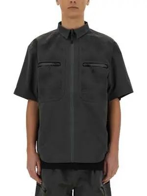 Alpha Industries Laser Cut Short Sleeve Zippered Shirt - Grey