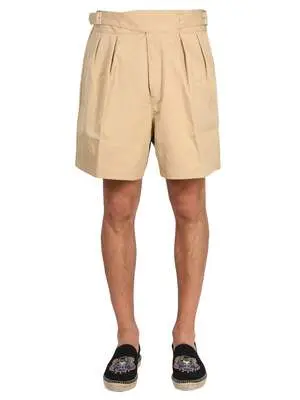 Kenzo Belted Pleated Shorts - Beige