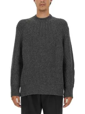 Alexander McQueen Crewneck Rib Knit Sweater - Black