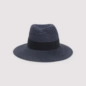MAISON MICHEL Virginie Straw Fedora Hat - Blue