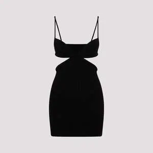 Off-White Cut-out Ribbed-knit Minidress - Black