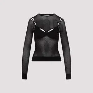 Off-White Net Arrow Bralette Viscose Top - Black