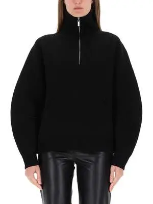 Helmut Lang Zip-collar Merino Wool Sweater - Black