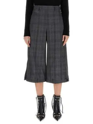 Balenciaga Plaid Wide-leg Wool Culottes - Grey