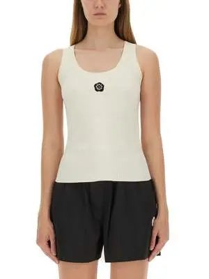 Kenzo Embroidered Boke Flower 2.0 Ribbed Tank Top - White