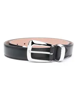 Khaite KHAITE Black Leather Belt With Silver-Tone Buckle Nero