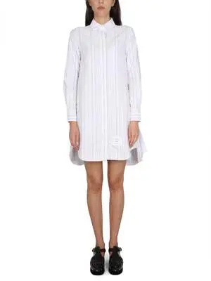 Thom Browne Striped Wool Shirt Dress
