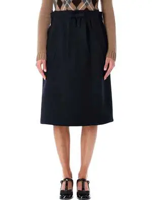 Prada Chevron Wool Midi Skirt - Blue
