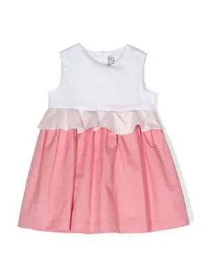 IL GUFO Baby Girls Sleeveless Mini Dress With Two-tone Design - Multicolour