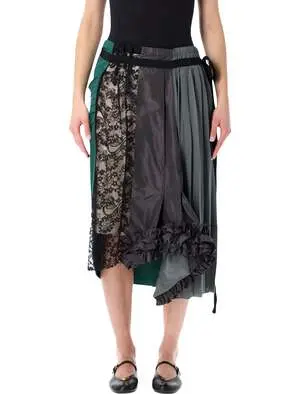 Prada Technical Taffeta Patchwork Skirt - Hematite