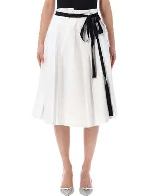 Prada Belted Gabardine Skirt