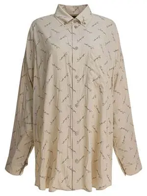 Balenciaga Printed Viscose Shirt - Beige