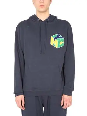 You Must Create Hooded Sweatshirt With Graphic Emblem - Blue