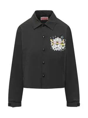 Kenzo Coach Jacket With Stampaint - Black