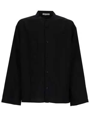 You Must Create Long Sleeve Button Front Mandarin Collar Shirt - Black