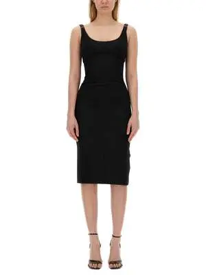 Versace Buckled Cotton Blend Dress - Black