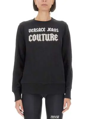 Versace Hoodie With Embellished Logo - Black