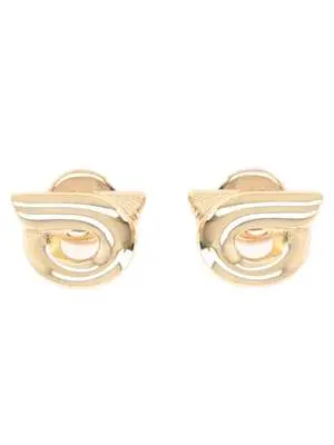 FERRAGAMO Brass Logo Stud Earrings - Gold
