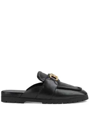 Gucci Horsebit Leather Mules - Black