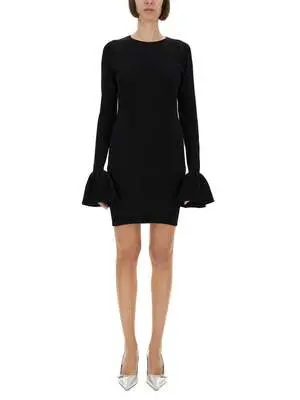ROTATE BY BIRGER CHRISTENSEN Ribbed Knit Mini Dress With Flared Sleeves