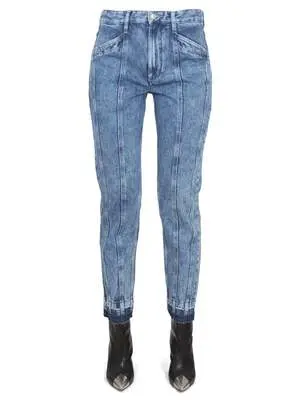 MARANT ETOILE High-waisted Mini Jeans With Acid Wash Finish - Denim