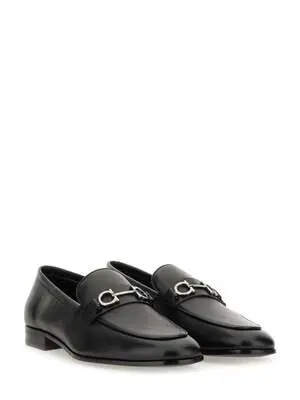 FERRAGAMO Moccasin With Gancini Ornament - Black