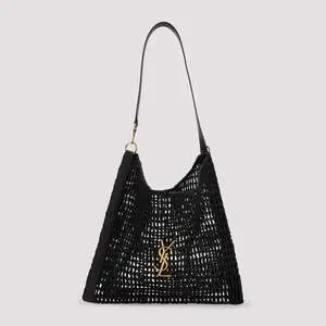 Saint Laurent Raffia Shoulder Bag With Monogram Detail